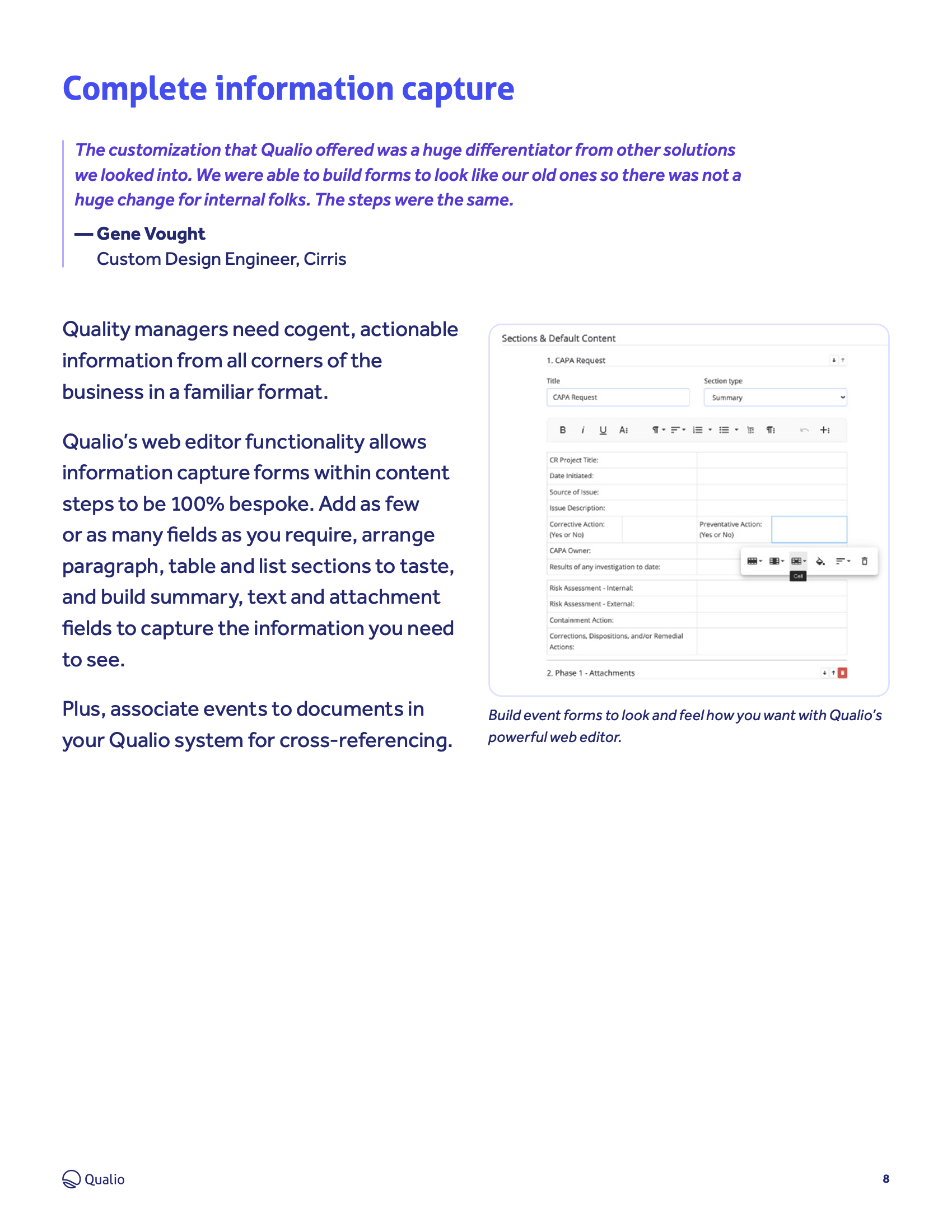 Quality event management datasheet